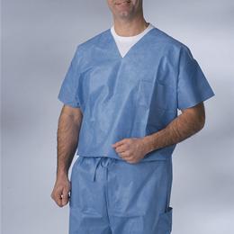 SHIRT SCRUB VNECK BLUE LARGE DISPOSABLE - Medline | HME Catalog